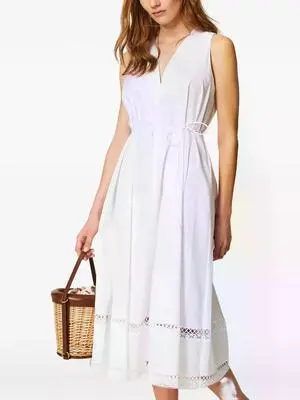 TWINSET Poplin Long Dress With Embroidery - White