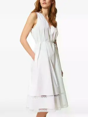 TWINSET Poplin Long Dress With Embroidery - White