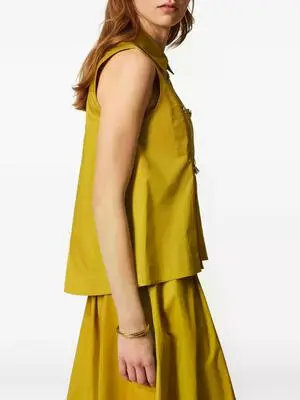 TWINSET Sleeveless Poplin Shirt With Patch Pockets And Pleats - Yellow