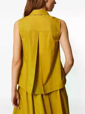 TWINSET Sleeveless Poplin Shirt With Patch Pockets And Pleats - Yellow