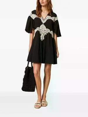 TWINSET Lace V-neck Mini Dress