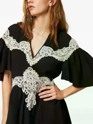 TWINSET Lace V-neck Mini Dress