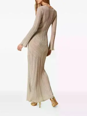 TWINSET Midi V-neck Dress With Flared Hem