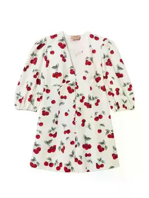 TWINSET V-neck Cherry-print Mini Dress - White