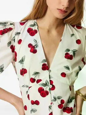 TWINSET Short Poplin Dress With Cherry Print