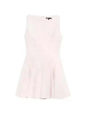 Maje Short Flared Tweed Dress With Rhinestone Embellishments