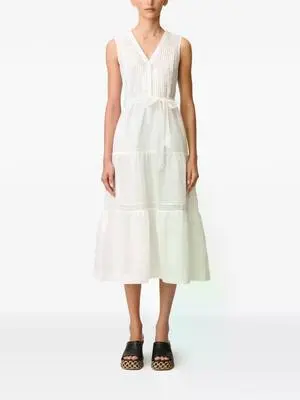 Claudie Pierlot V-neck Maxi Dress With Lace Trim And Pleating