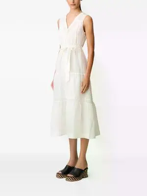 Claudie Pierlot V-neck Maxi Dress With Lace Trim And Pleating