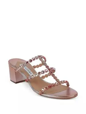 AQUAZZURA Tequila Crystal-embellished Scalloped Sandals - Pink
