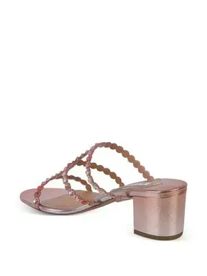 AQUAZZURA Tequila Crystal-embellished Scalloped Sandals - Pink