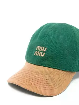 Miu Miu Two-tone Baseball Cap - Green