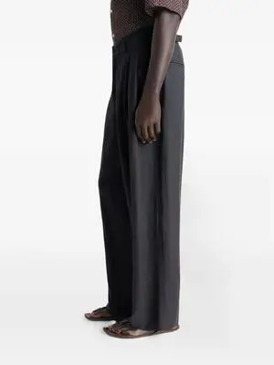 LEMAIRE Pleated Tailored Pants In Viscose Linen Gabardine - Black