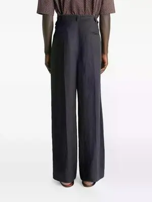 LEMAIRE Pleated Tailored Pants In Viscose Linen Gabardine - Black