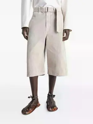 LEMAIRE Belted Wide-leg Denim Shorts - Neutrals