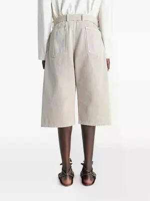 LEMAIRE Belted Wide-leg Denim Shorts - Neutrals