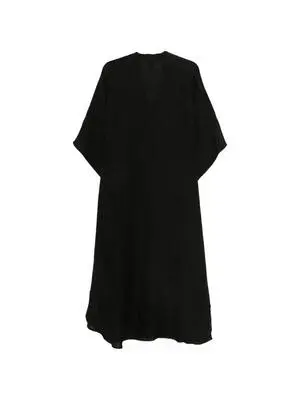 120% Lino V-neck Midi Dress - Black