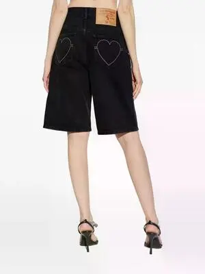 CARNE BOLLENTE Heart-embroidered Shorts - Black