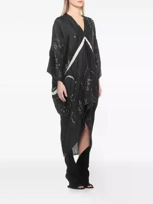 Rick Owens V-neck Graphic Print Asymmetric Dress - Black
