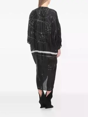 Rick Owens V-neck Graphic Print Asymmetric Dress - Black