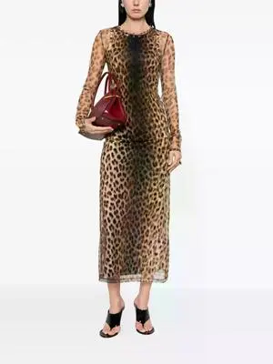 Sportmax Animal Print A-line Dress - Neutrals