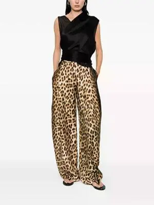 Sportmax Leopard Print Wide Leg Trousers - Neutrals