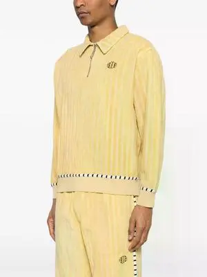 BODE Vertical Stripe Zip Polo Shirt