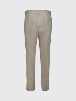 Brunello Cucinelli Linen And Cotton Trousers - Kaki