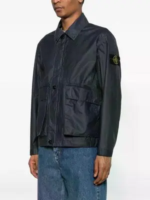 Stone Island Waxed Shirt Jacket - Blue