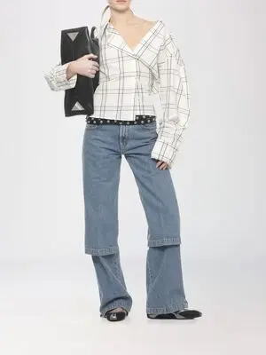 Attico Cotton Check Shirt - Ivory