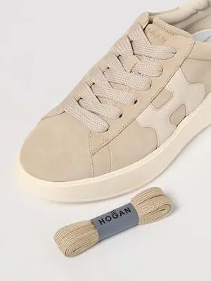 Hogan Suede Sneakers With Contrast H Detail - Beige
