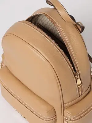 Liu Jo Faux Leather Backpack With Top Handle And Adjustable Straps - Camel