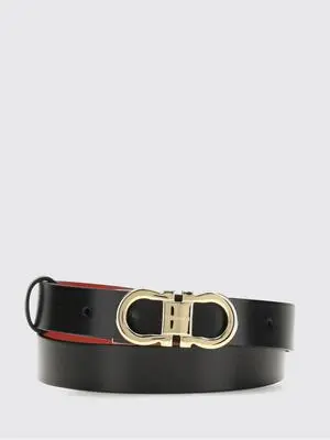 FERRAGAMO Reversible Gancini Leather Belt - Black