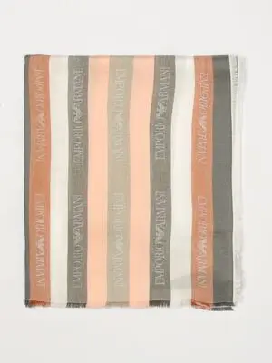 Emporio Armani Striped Modal Blend Scarf With Jacquard Logo - Fa02