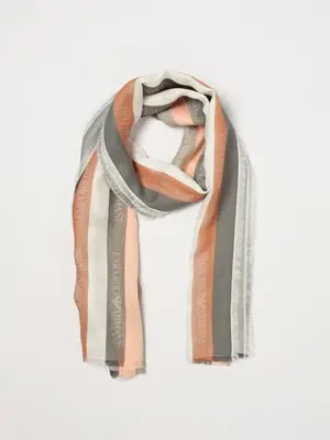 Emporio Armani Striped Modal Blend Scarf With Jacquard Logo - Fa02