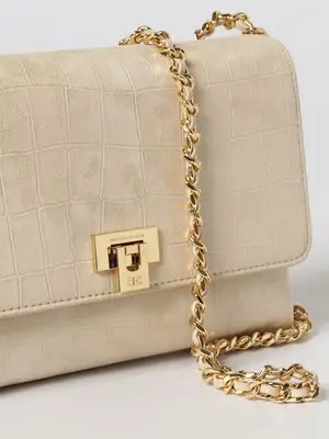 Elisabetta Franchi Suede Crocodile Print Bag - Yellow