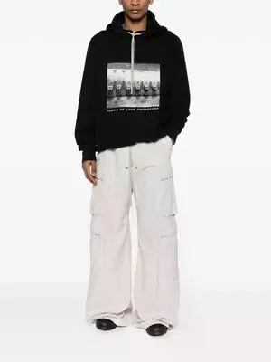 Rick Owens Graphic Oversized Hoodie - Black