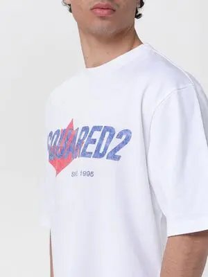 Dsquared2 Cotton T-shirt With Printed Logo And Dropped Shoulders - White