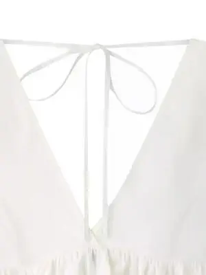 Pinko Crop Top With Ruffle And Ties - White