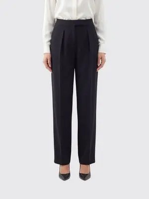 Patrizia Pepe Wide Leg Trousers With Contrast Piping - Black
