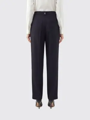 Patrizia Pepe Wide Leg Trousers With Contrast Piping - Black