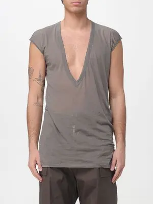 Rick Owens V-neck Cotton T-shirt Grey
