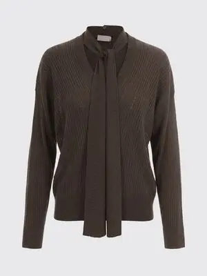 Liu Jo Viscose Blend Pullover With Pussybow Collar - Olive