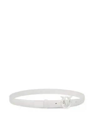 Pinko Thin Love Birds Leather Belt - White
