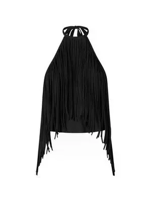 Pinko Fringed Halter Top - Black
