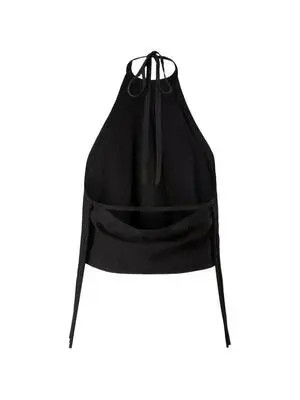 Pinko Fringed Halter Top - Black