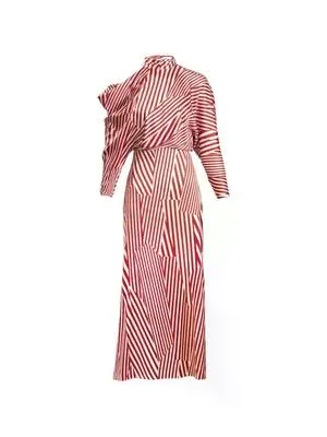 Silvia Tcherassi Lisa Striped Midi Dress - Red