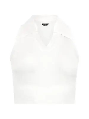 PLEIN SPORT Polo-neck Cropped Top - White