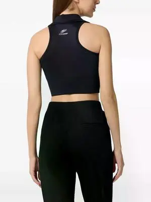 PLEIN SPORT Pointed-collar Sleeveless Crop Top