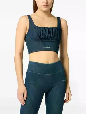 PLEIN SPORT Gathered Denim Top