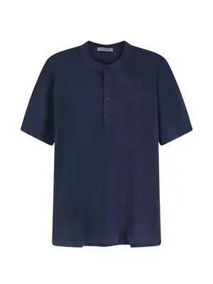 Corneliani Collarless Polo Shirt - Blue